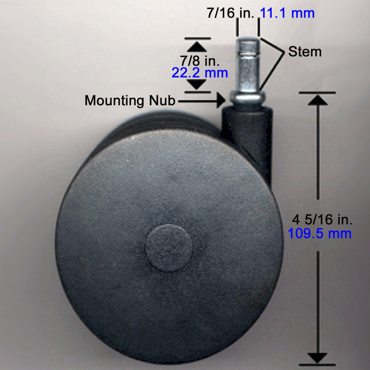 Miracle Caster Large Chair Caster with 7/8" Long Stem (7/16" Diam ...